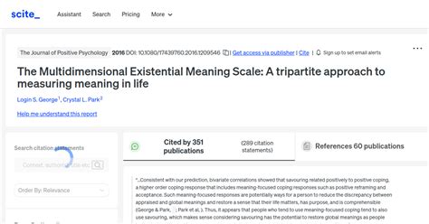 The Multidimensional Existential Meaning Scale A Tripartite Approach