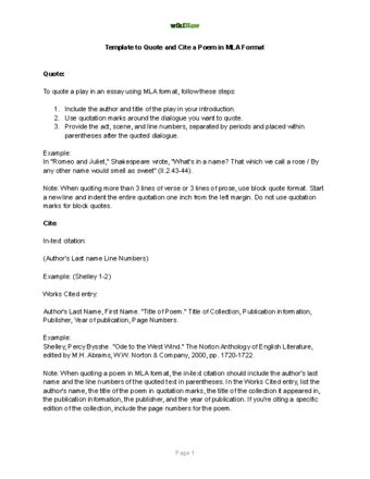 How To Quote And Cite A Poem In An Essay Using MLA Format