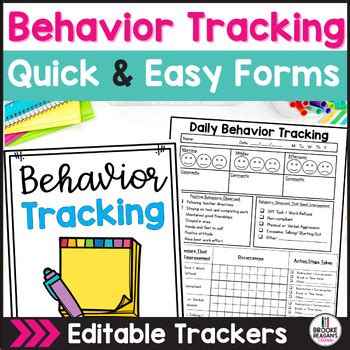 Behavior Tracking Sheets Editable Tracker Forms Conferences
