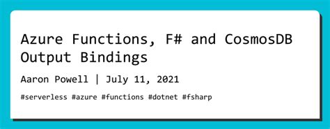 Azure Functions F And Cosmosdb Output Bindings