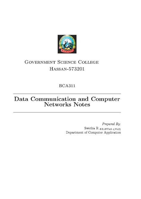 441172625 Data Communication Computer Networks Notes Bca Pdf Government Science College Hassan