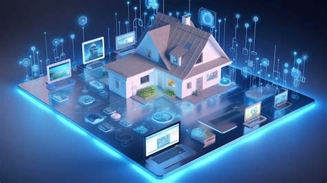 Premium AI Image D Blueprint Plan Of Smart Home With Icons IOT Devices Smart Home Conceptual