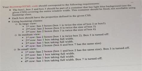 Solved 04 Bootstrap Given The Following Css Write The