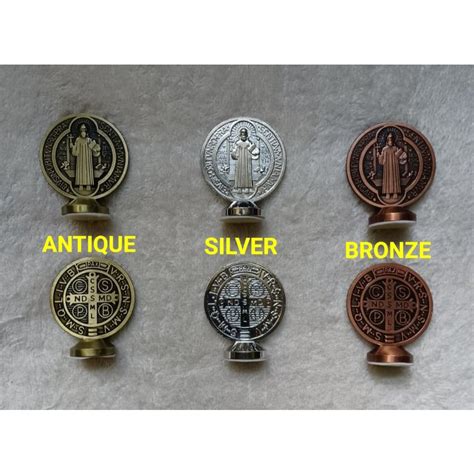 St Benedict Medallion With Bottom Adhesive For Car Dashboard Table