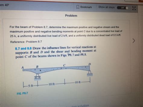solved for the beam of problem 8 7 determine the maximum