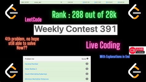 Leetcode Weekly Contest 391 Java Livestream Hindi Solution