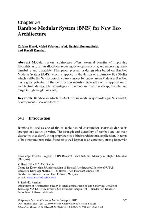 Pdf Bamboo Modular System Bms For New Eco Architecture