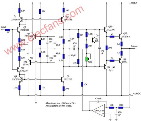 Discrete Component Headphone Amplifier Circuit And Differential Power Amplifier Simulation Circuit