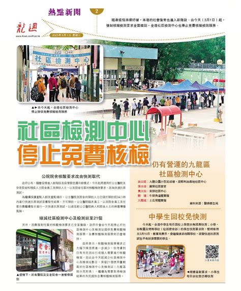 社區檢測中心 停止免費核檢 Kowloon Post 龍週