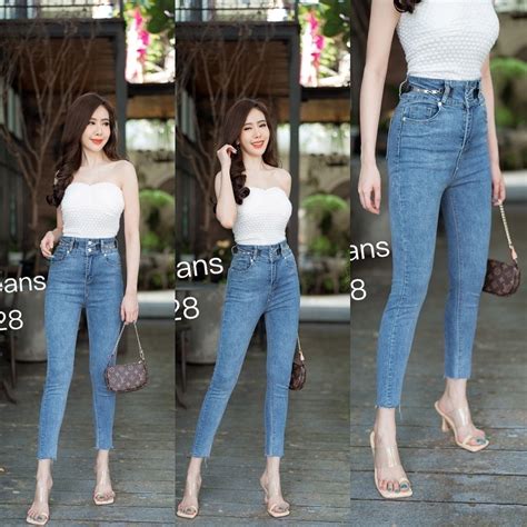 กางเกงยีนส์สกินนี่เอวสูงปริ๊ด เก็บก้น ใส่ผอม หุ่นดี คุณภาพดีมากใส่ได้หลายปี 20zone Thaipick