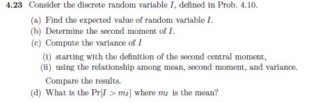 Solved Consider The Discrete Random Variable I With Chegg