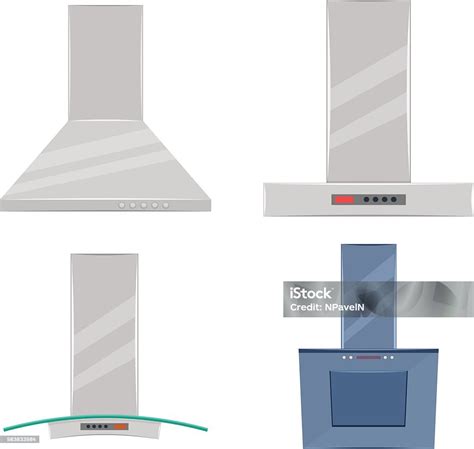 흰색 배경에 고립 된 주방 추출기 후드 벡터 일러스트레이션 배기팬에 대한 스톡 벡터 아트 및 기타 이미지 배기팬 가사 집안일 가정 생활 Istock