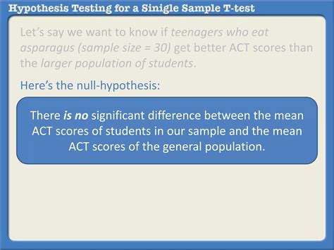 Null Hypothesis For A Single Sample T Test Ppt