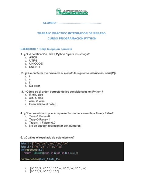Repaso Trabajo Integrador De Curso Programación Python Pdf Python Lenguaje De Programación