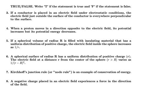 Solved TRUE FALSE Write T If The Statement Is True And Chegg Com