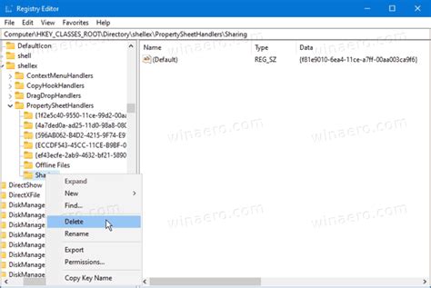 remove sharing tab from folder properties in windows 10