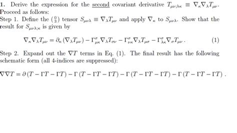 Solved Derive The Expression For The Second Covariant Chegg