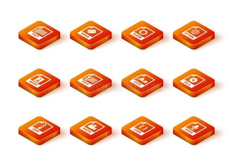 Set Zip File Document Mov Wav Ppt Css And Otf Icon Vector Stock