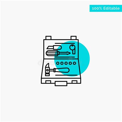 Tools Building Construction Repair Box Turquoise Highlight Circle Point Vector Icon Stock
