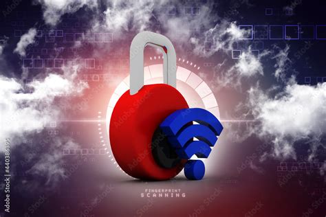 3d Illustration Of Wifi Locked Sign Icon Isolated On White Background Password Wi Fi Symbol