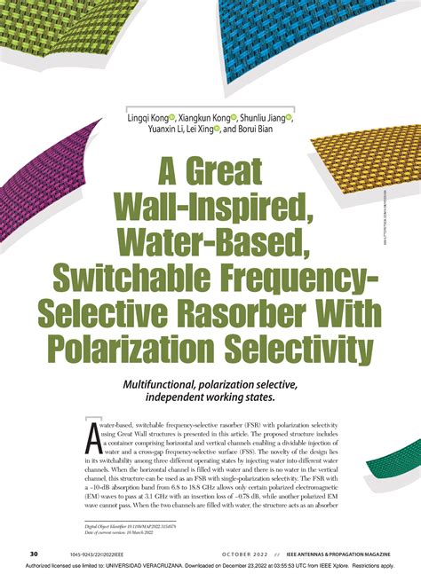 A Great Wall Inspired Water Based Switchable Frequency Selective Rasorber With Polarization