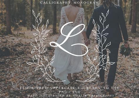 Calligraphy Monogram SVG Letter L PNG Wedding Monogram Font Capital L Monogram Split Monogram