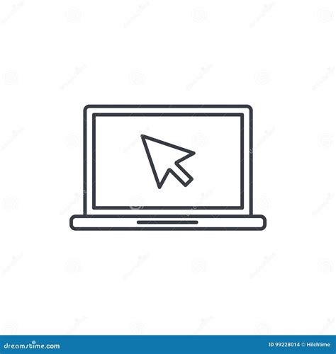 Laptop Computer Notebook And Cursor Click Thin Line Icon Linear