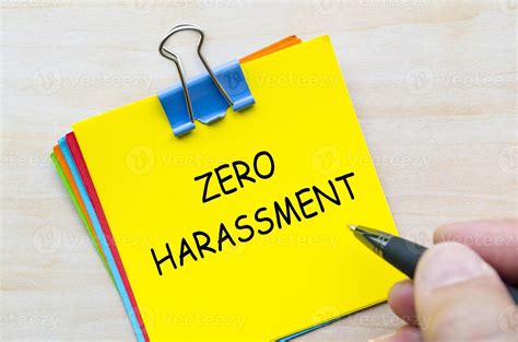 Zero Harassment Text On Yellow Sticky Notes Representing A No Tolerance