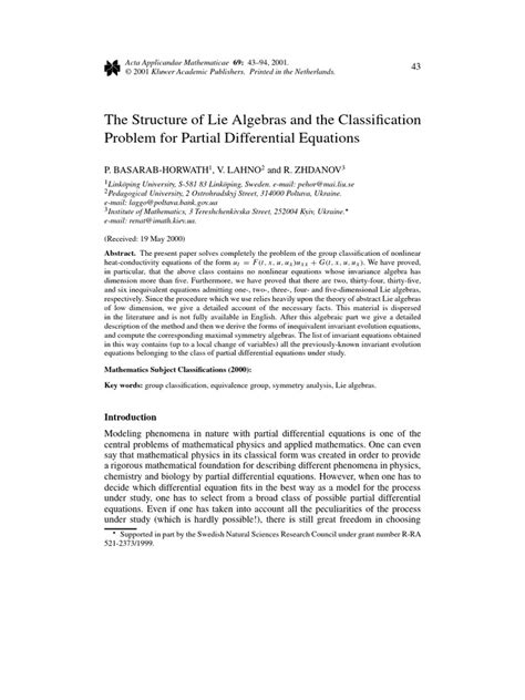 The Structure Of Lie Algebras And The Classification Problem For