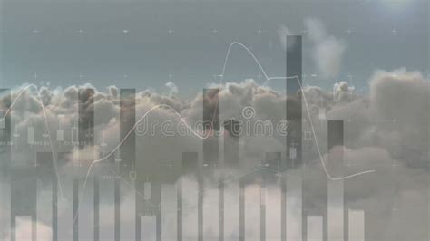 Animation Of Statistics Processing Over Clouds And Sky Stock Video