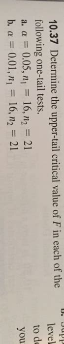 Solved Determine The Upper Tail Critical Value Of F In Each