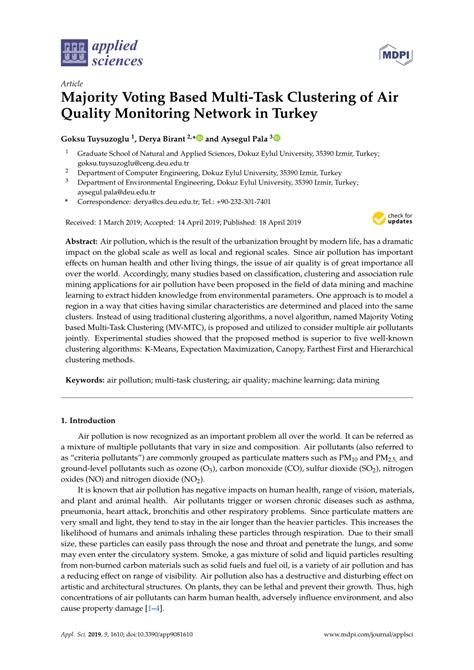 Pdf Majority Voting Based Multi Task Clustering Of Air Quality Monitoring Network In Turkey
