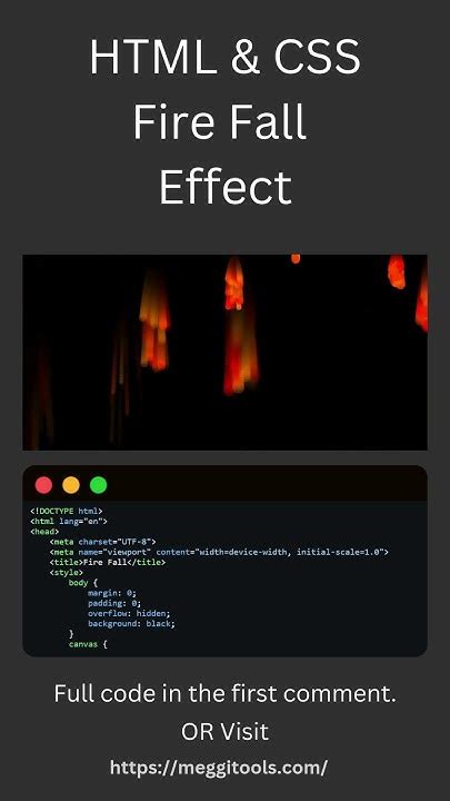 Html And Css Fire Fall Animation Effect Meggitools Webdesign Coding Cssanimation