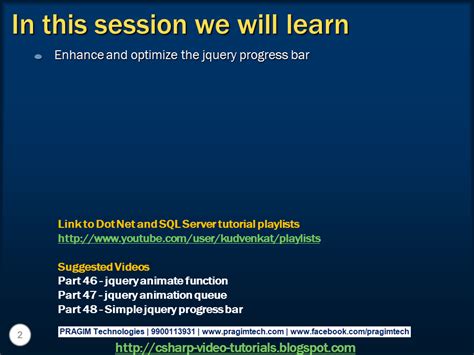 Sql Server Net And C Video Tutorial Optimize Jquery Progress Bar