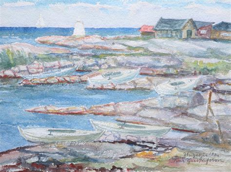 Ivar Gustafsson Akvarell Ungskär 1970 Signerad Konst Måleri Auctionet