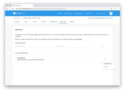 Docker Hub Webhooks Docker Documentation