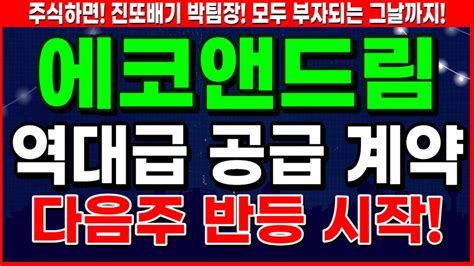 에코앤드림 전구체 품귀우려 핵심 수혜 에코앤드림 주가 전망 및 대응 Youtube