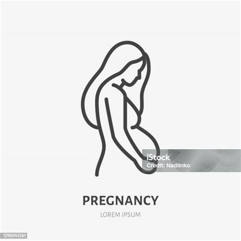 임신 플랫 라인 아이콘 임산부의 벡터 개요 일러스트레이션 산부인과 의사를위한 검은 색 얇은 선형 기호 임신에 대한 스톡 벡터 아트 및 기타 이미지 Istock