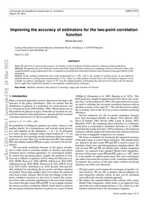 Pdf Improving The Accuracy Of Estimators For The Two Point Correlation Function