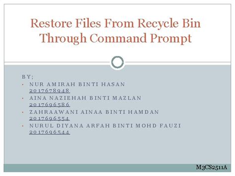 Restore Files From Recycle Bin Through Command Prompt