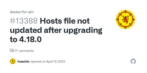 Hosts File Not Updated After Upgrading To 4180 · Issue 13388 · Dockerfor Win · Github