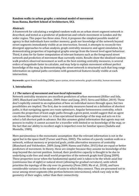 Pdf Random Walks In Urban Graphs A Minimal Model Of Movement