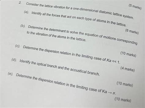 Solved 2 Consider The Lattice Vibration For A One Dimension