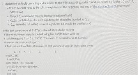 Implement An 8 Bit Cascading Adder Similar To The