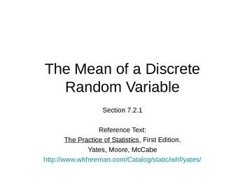 AP Statistics 07 2 1 The Mean Of A Discrete Random Variable By Todd McPeak