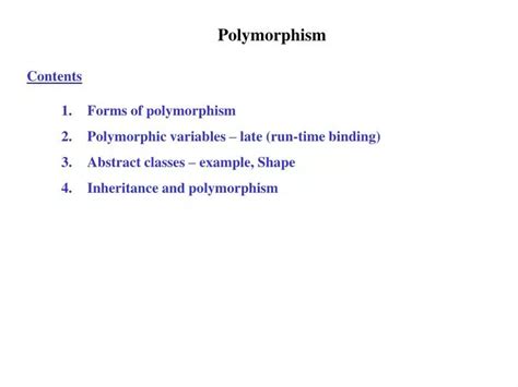 PPT Polymorphism PowerPoint Presentation Free Download ID