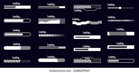 Set Loading Progress Indicators Digital Elements Stock Vector Royalty Free 2588339969
