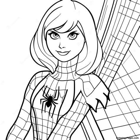 Gwen Stacy In Spider Man Costume Coloring Page Coloring Pages