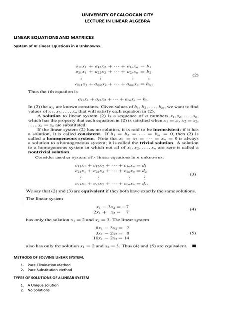 Solving Linear System Pdf