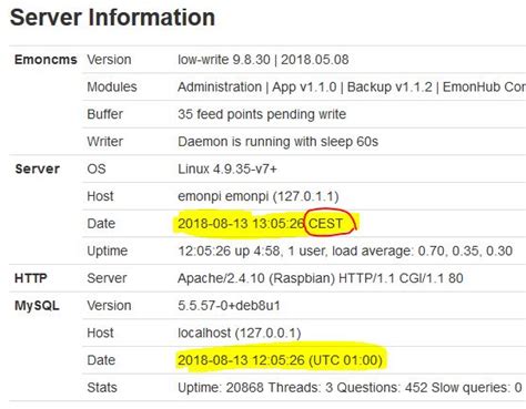 Wrong Datetimezone Shown In Adminserver Information Emoncms